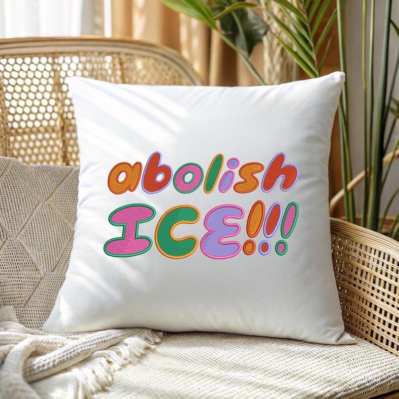 Abolish ICE Embroidery Design, Anti Ice Magazine Letters Machine Stitch ...