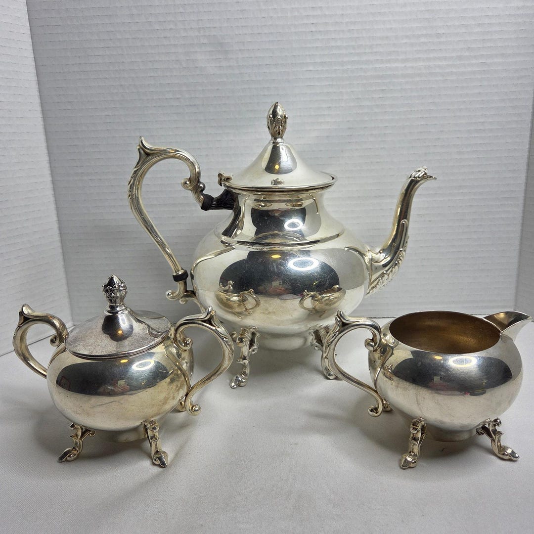 Vintage Preisner Silver Co Tea Pot, Creamer & Sugar Bowl - Etsy