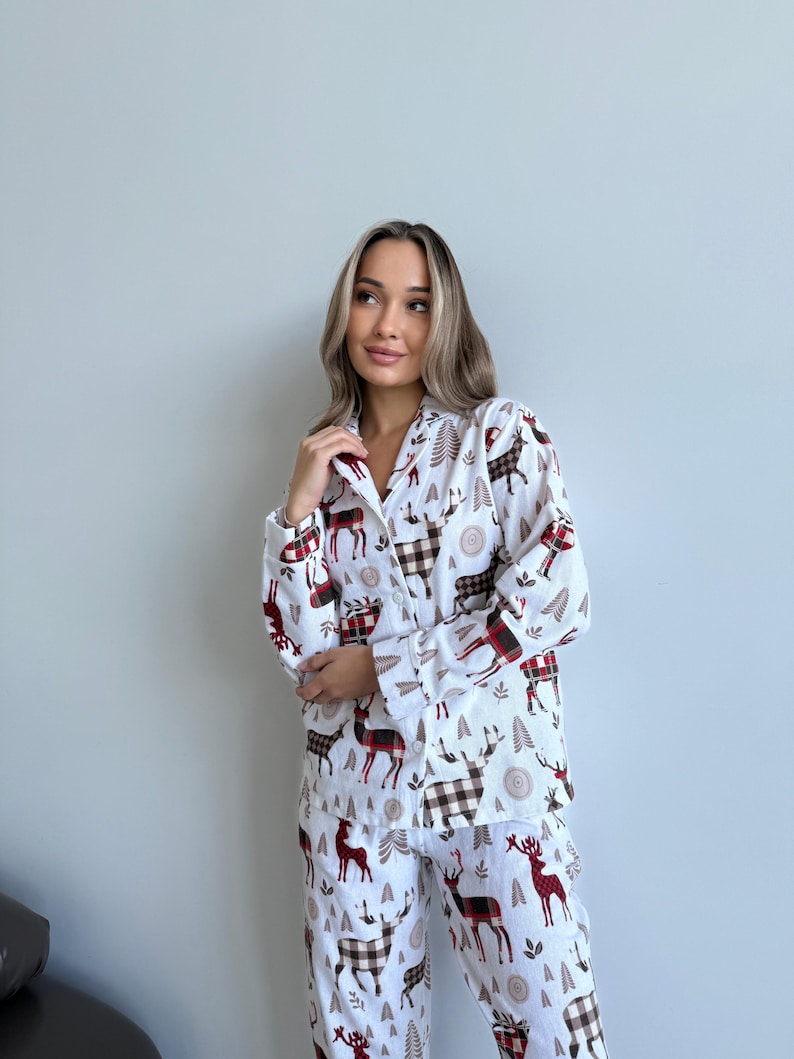 Nordic Flannel Pajama Set “nordy”, 100% Cotton Women’s Sleepwear, Cozy ...