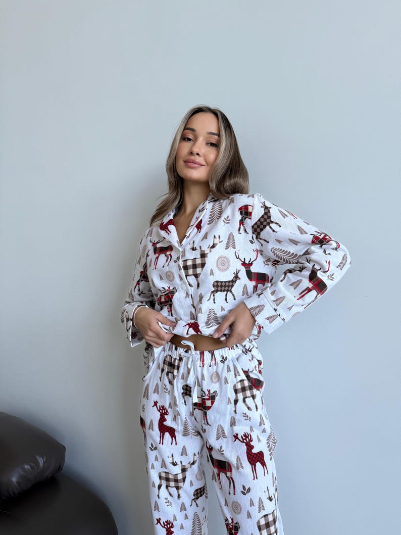 Nordic Flannel Pajama Set “nordy”, 100% Cotton Women’s Sleepwear, Cozy ...