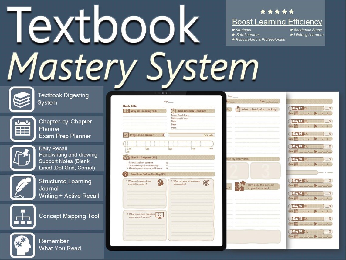 Active Recall Study Planner | Textbook Mastery System | Printable ...