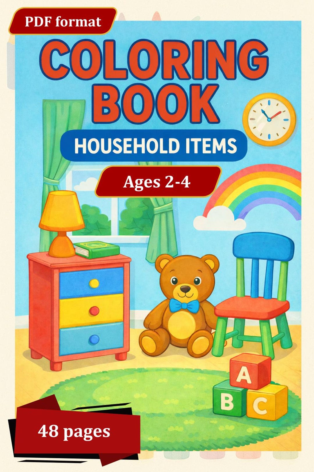 Household Items Coloring Book for Kids | Fun & Easy Everyday Objects ...
