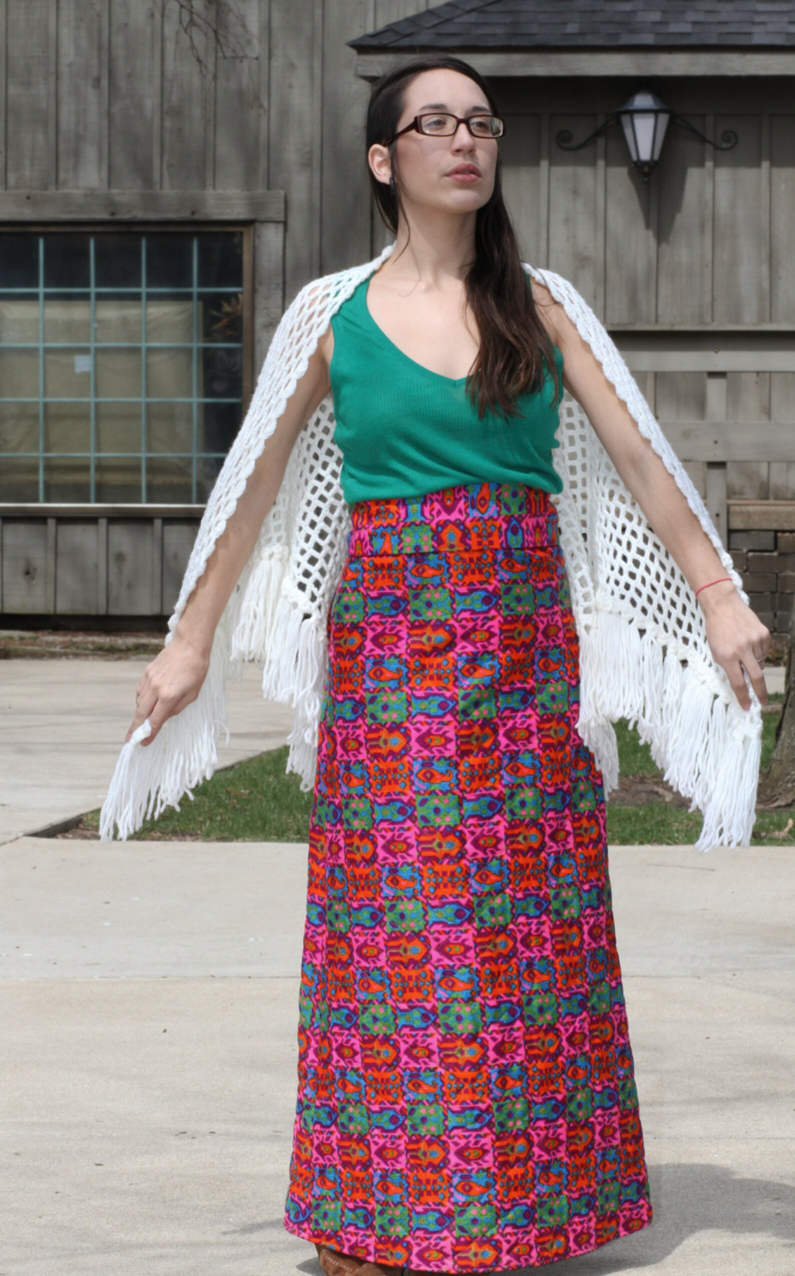 Vintage 60s 70s PSYCHEDELIC Day Glo Multicolored Pattern Quilted High ...