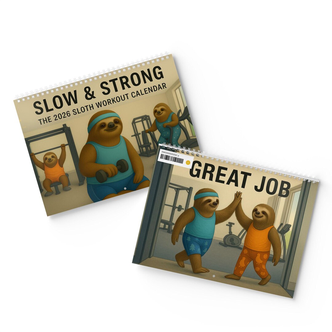 Workout Sloth Wall Calendar 2026 | 12 Month Standard Wall Calendar ...