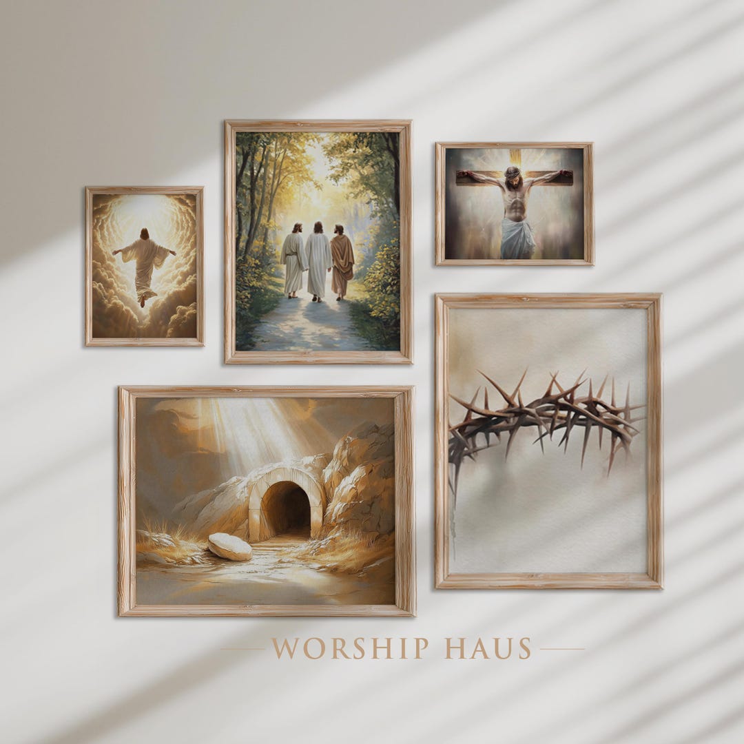 Easter Resurrection Set of 5 Prints Christian Wall Art Bundle Printable ...