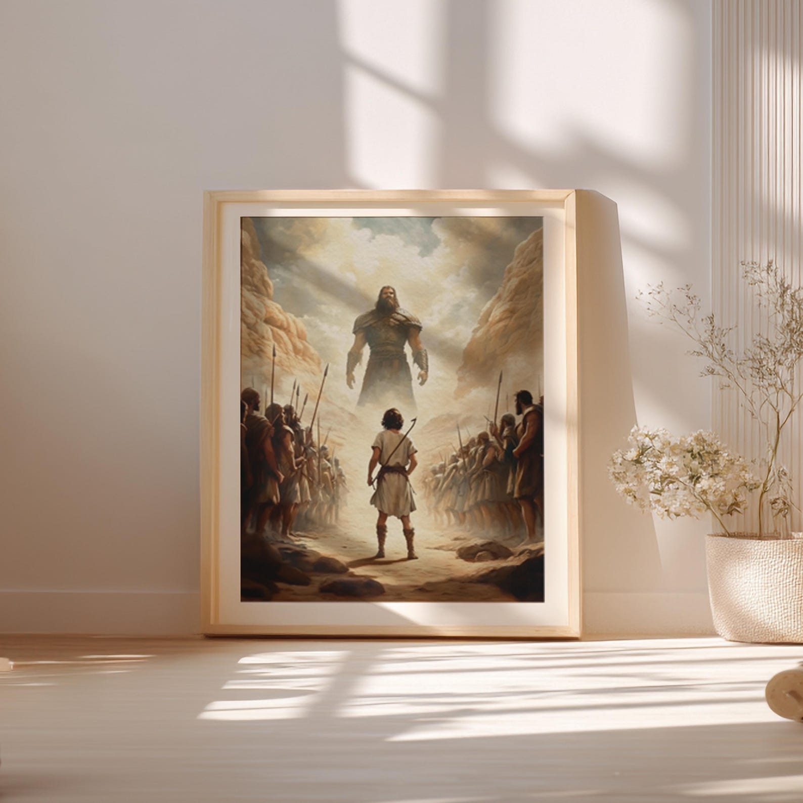 David and Goliath Bible Story Art Christian Wall Poster Powerful ...
