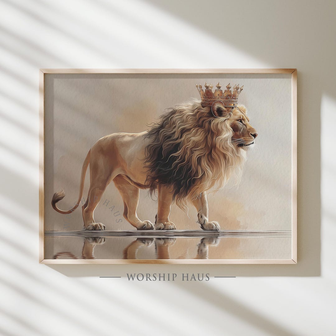 King of Kings Lion of Judah Printable Art - Majestic Religious Wall ...