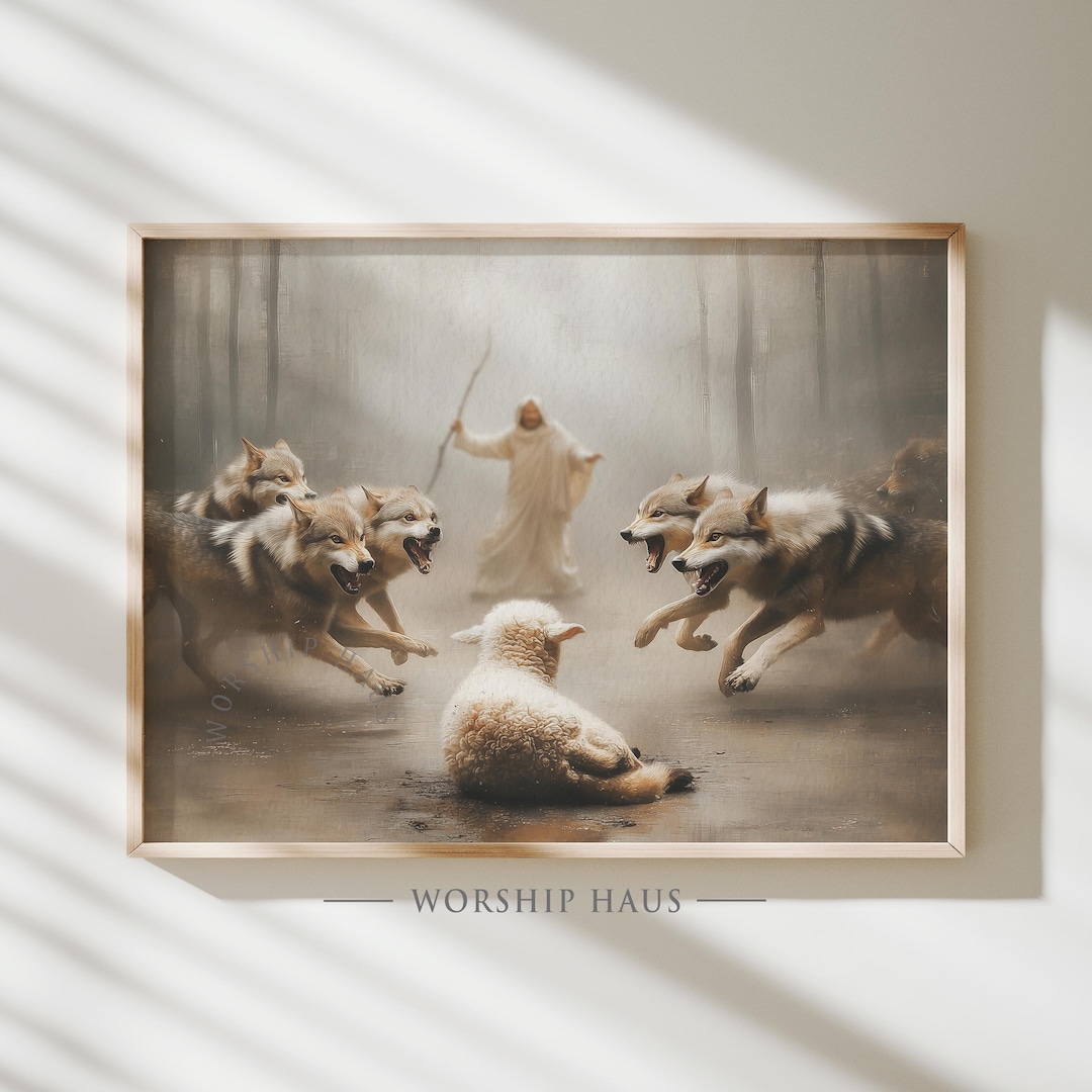 Among Wolves - Christian Art, Religious Painting, Spiritual Print ...