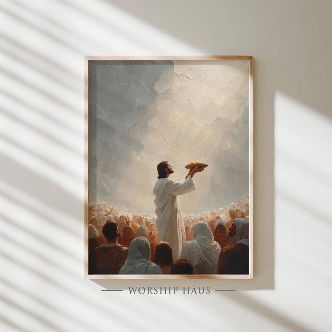 Five Loaves and Two Fish Christian Wall Art Jesus Feeding 5000 Crowd ...