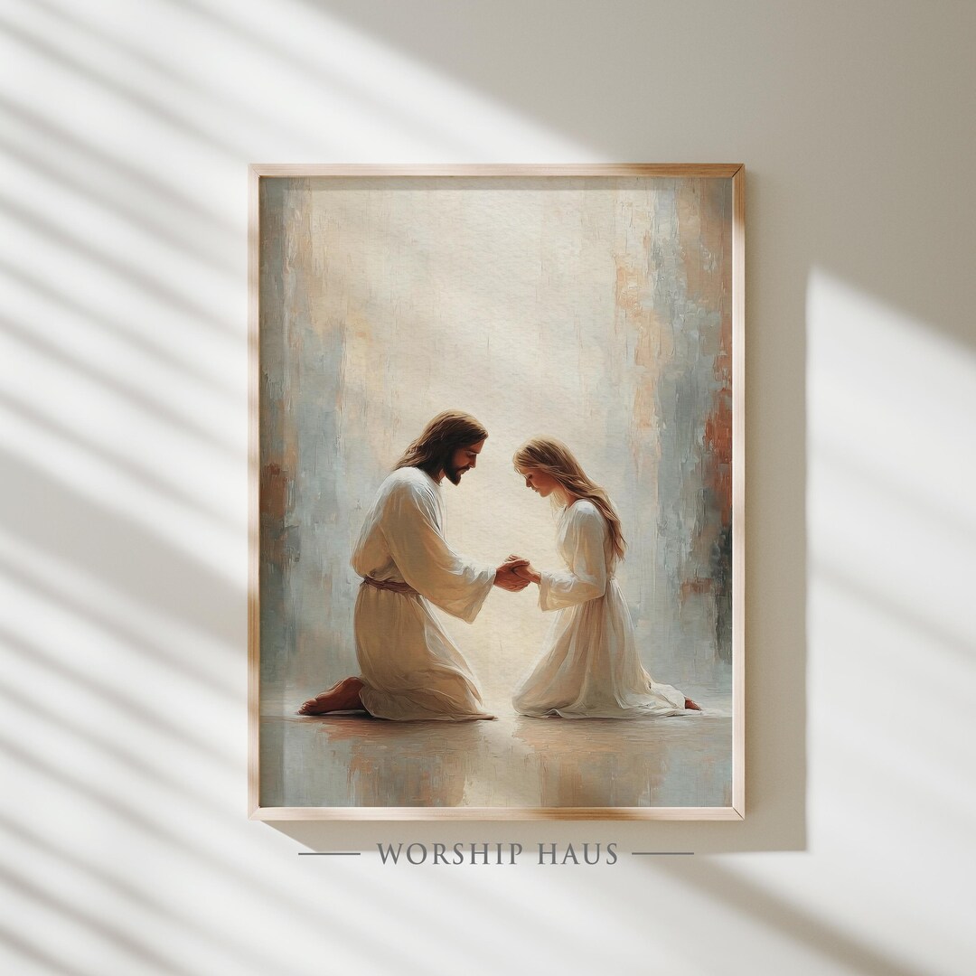 The Word Made Known Printable Christian Art Jesus Giving Bible to Woman ...