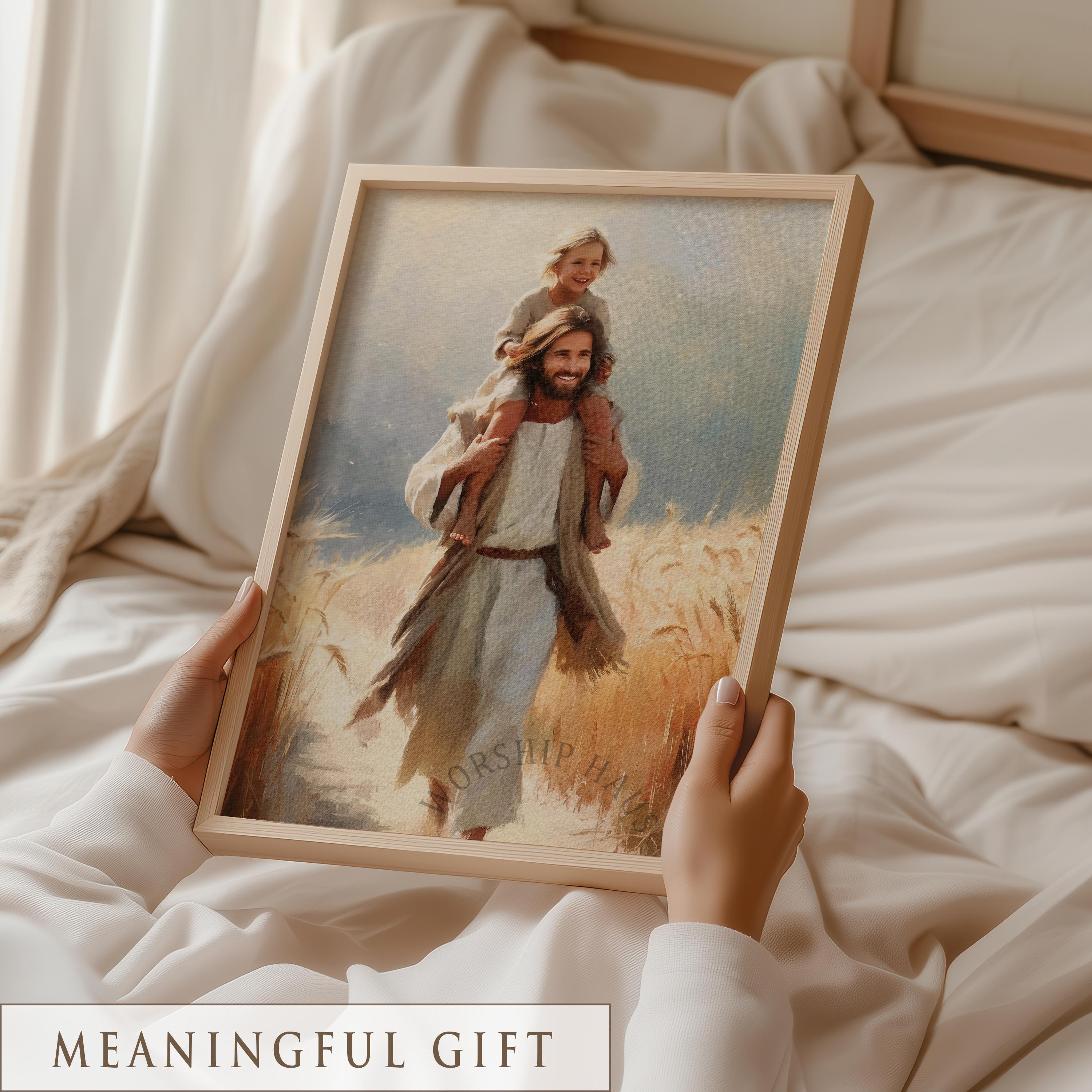 Lifted in Joy Christian Wall Art Jesus Carrying Child on Shoulders ...
