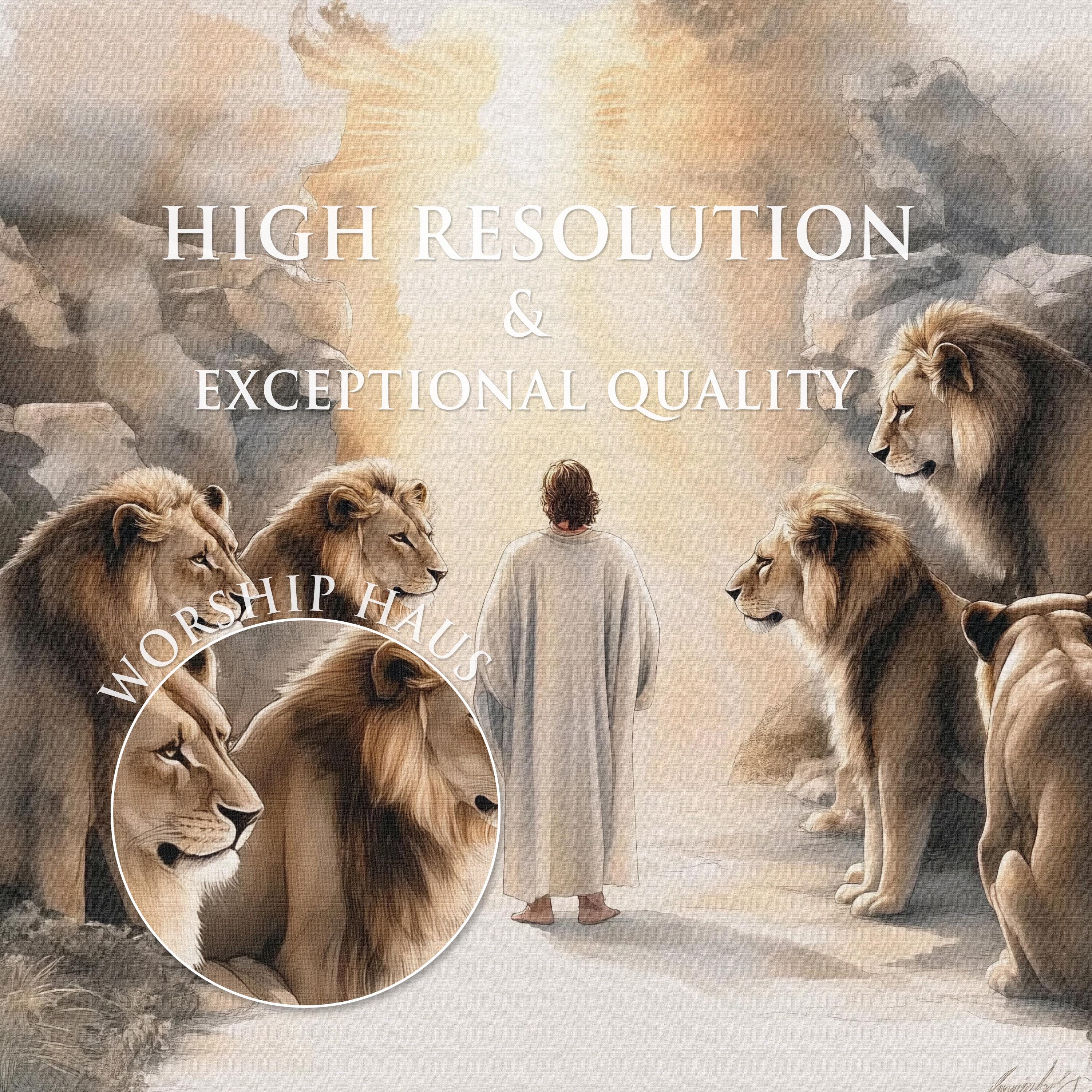 Daniel in the Lion’s Den Christian Art Print Powerful Bible Scene ...