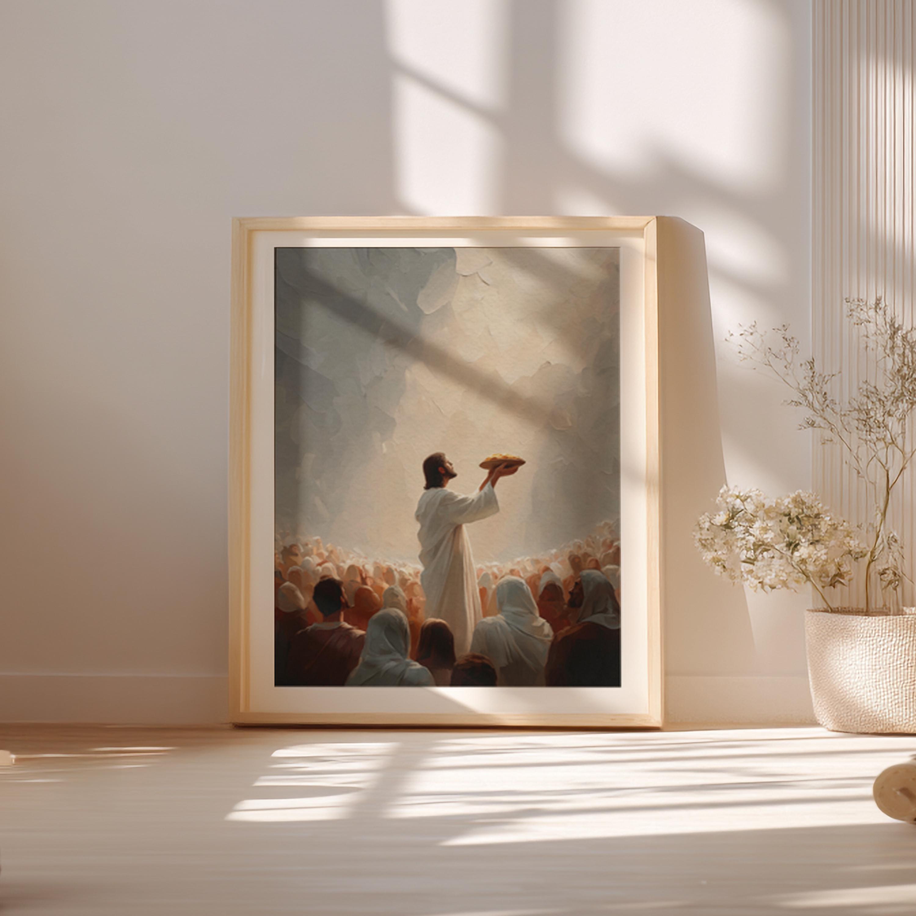 Five Loaves and Two Fish Christian Wall Art Jesus Feeding 5000 Crowd ...