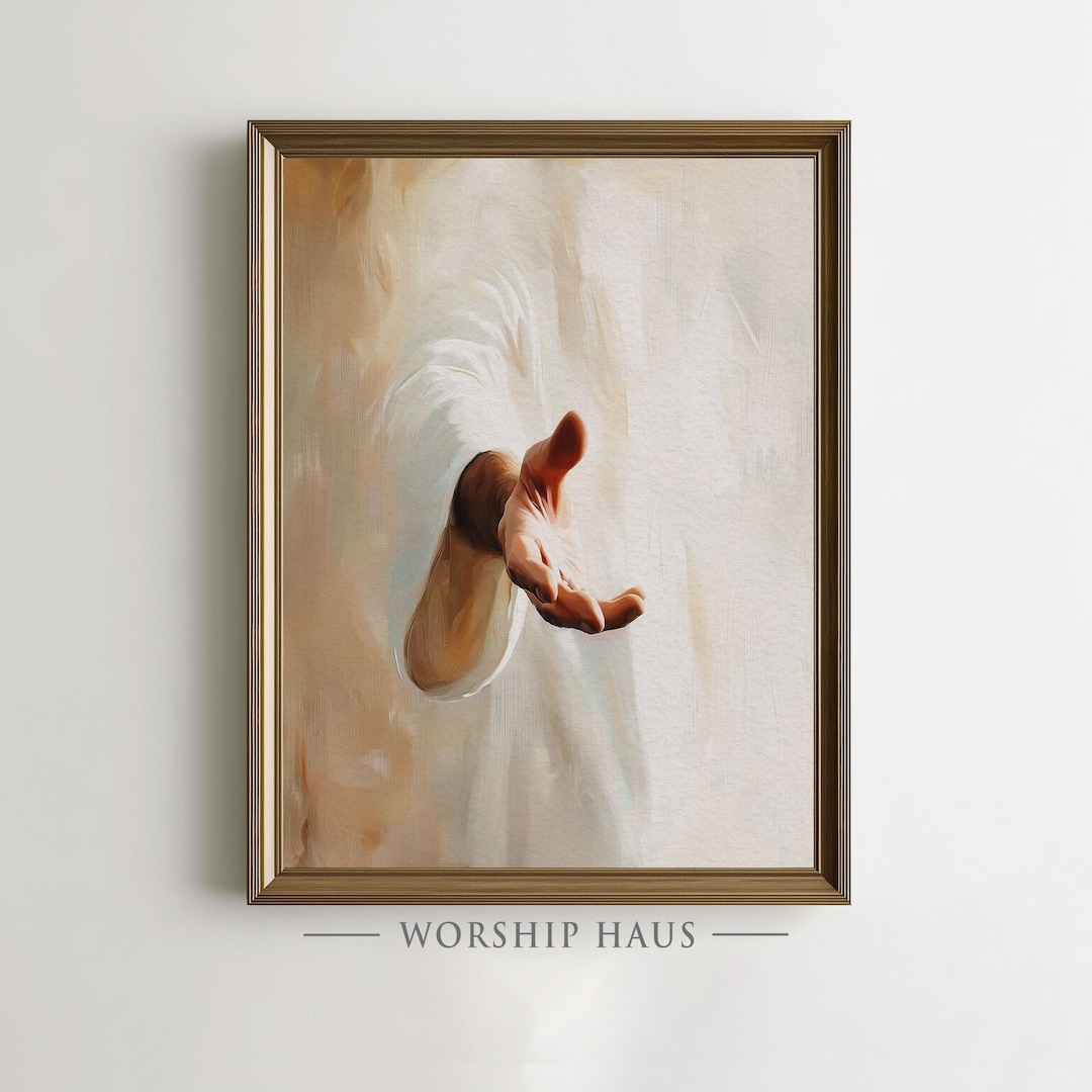 Jesus Hand Reaching Out | Christian Wall Art, Modern Savior Painting ...