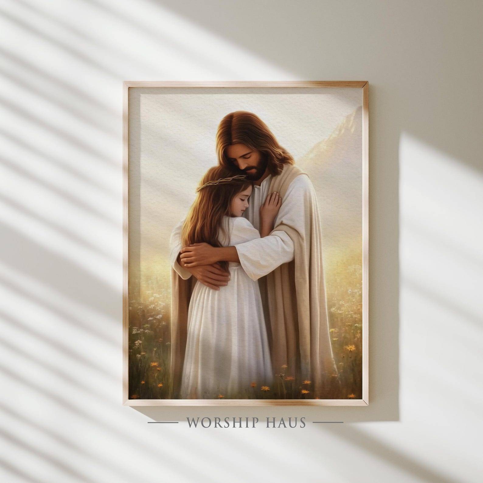 He is My Refuge Christian Painting Jesus Embrace Picture Modern Scene ...