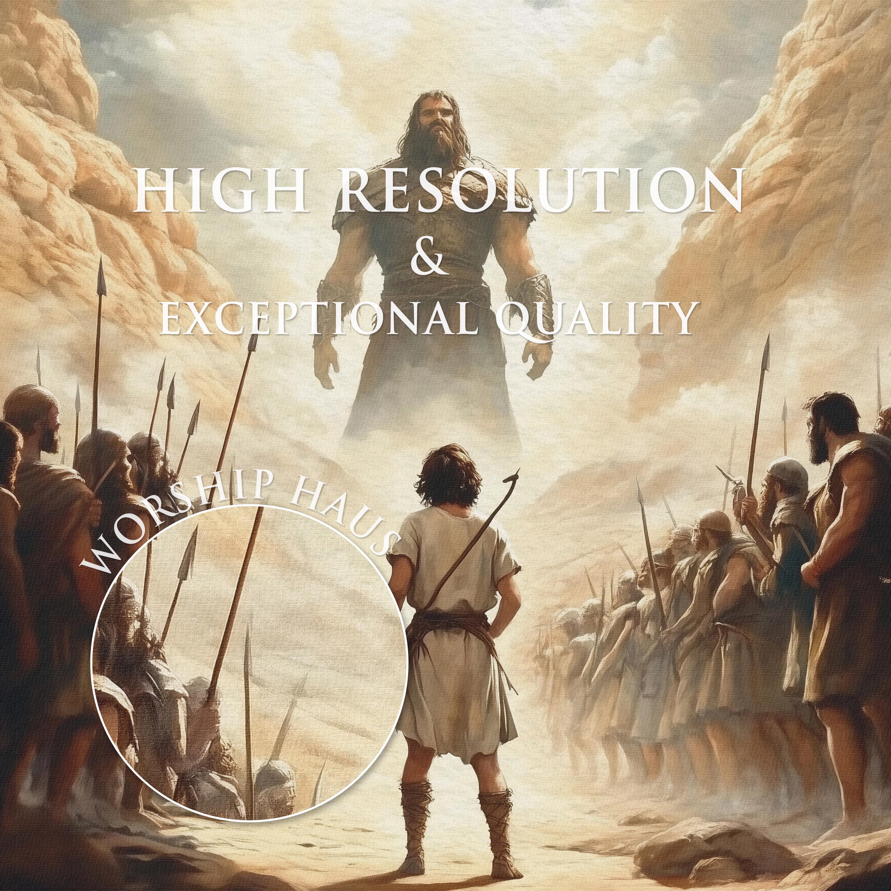 David and Goliath Bible Story Art Christian Wall Poster Powerful ...