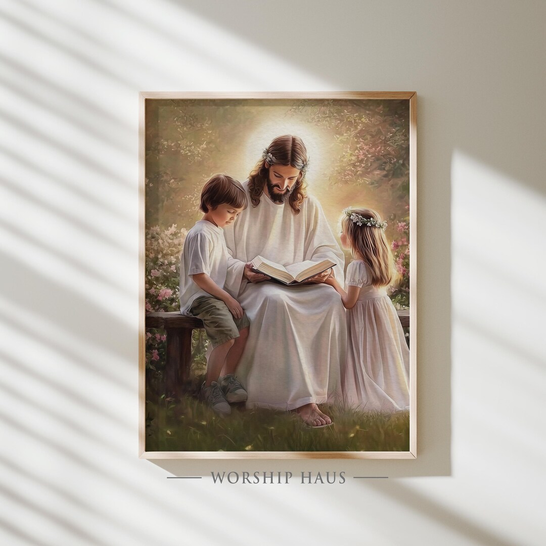 Learning From the Master Christian Art Digital Jesus Teaching Children ...