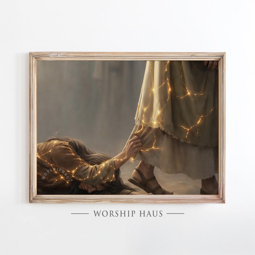 Woman Healed by Faith Print, Neutral Christian Wall Art Printable ...