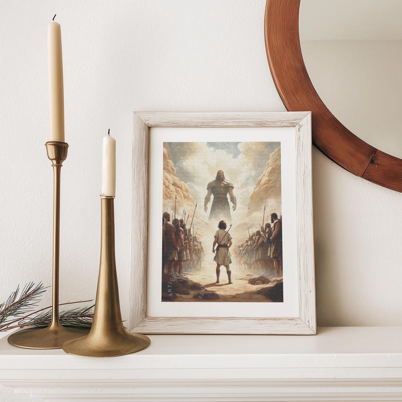 David and Goliath Bible Story Art Christian Wall Poster Powerful ...