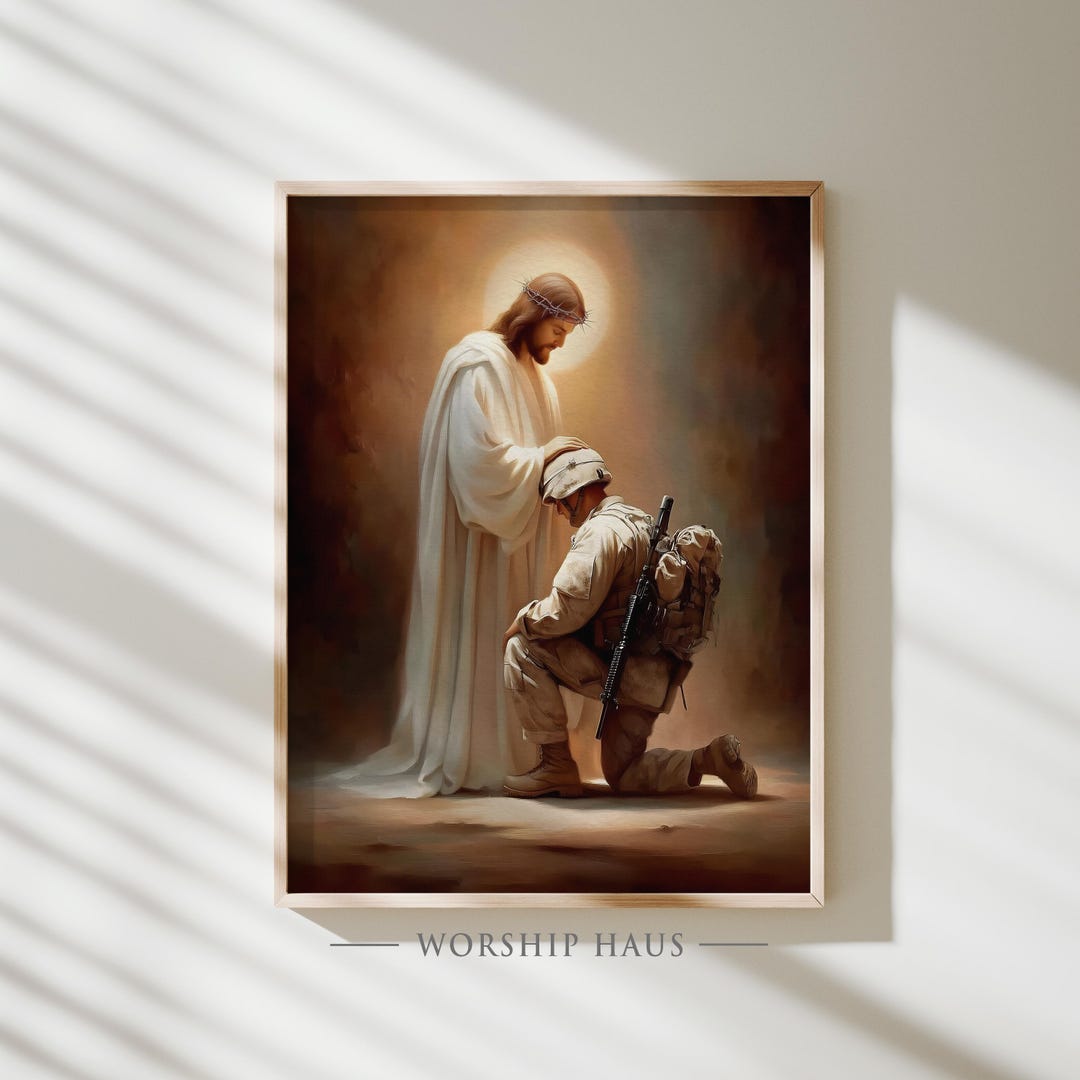 Military Living Room Christian Printable Wall Art – Jesus Comforting ...