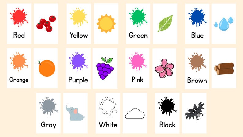 Colors Flashcards Game | 22 Colors Cards | Educational Printable ...