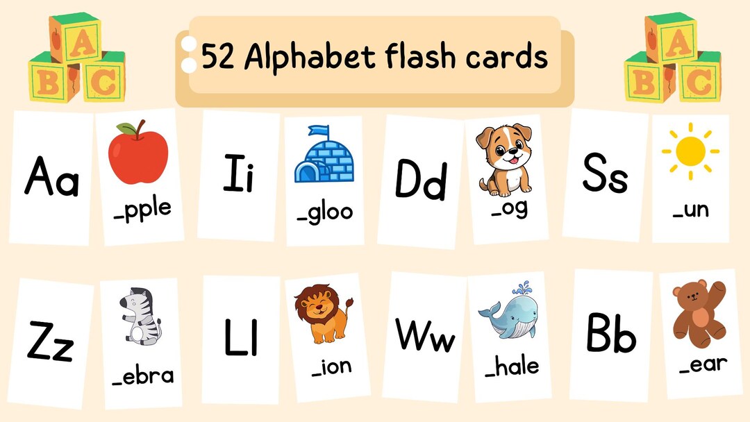 Alphabet Flashcards Game | 52 ABC Cards | Uppercase & Lowercase Letters ...