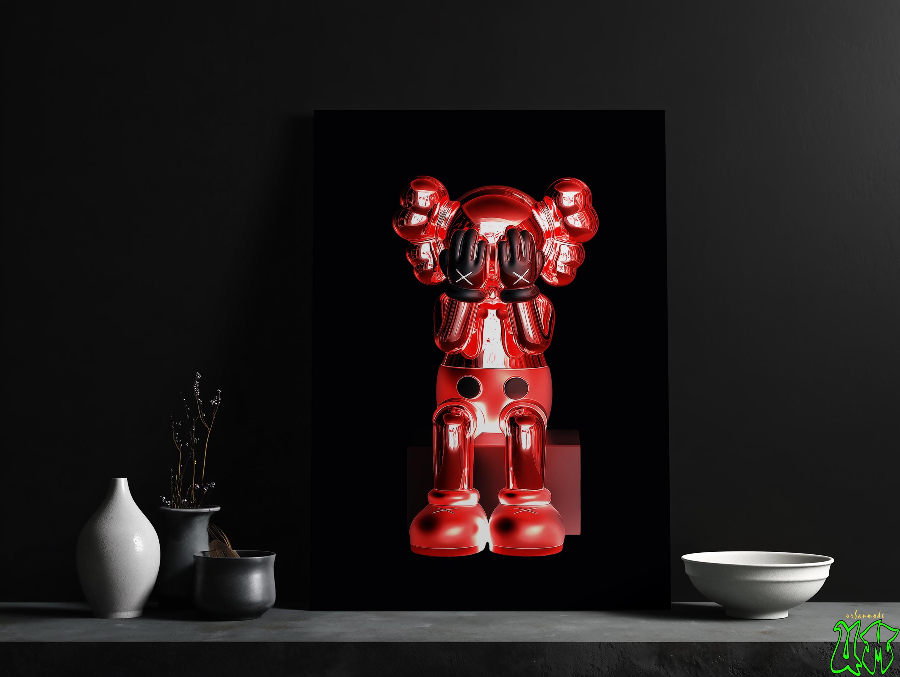 Set of 3 Red KAWS Wall Art Posters, Hypebeast Graffiti Decor Kaws ...
