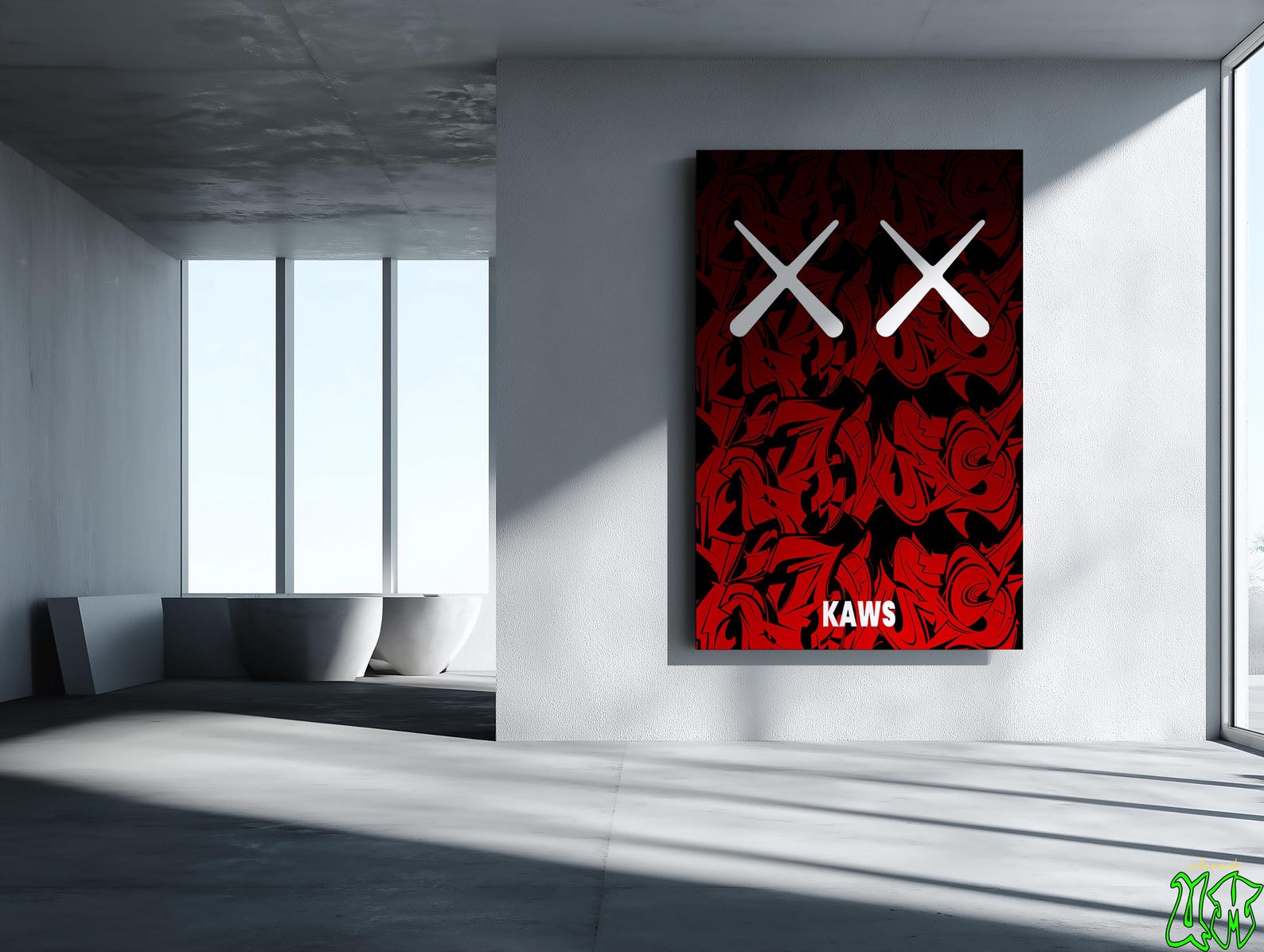 Set of 3 Red KAWS Wall Art Posters, Hypebeast Graffiti Decor Kaws ...