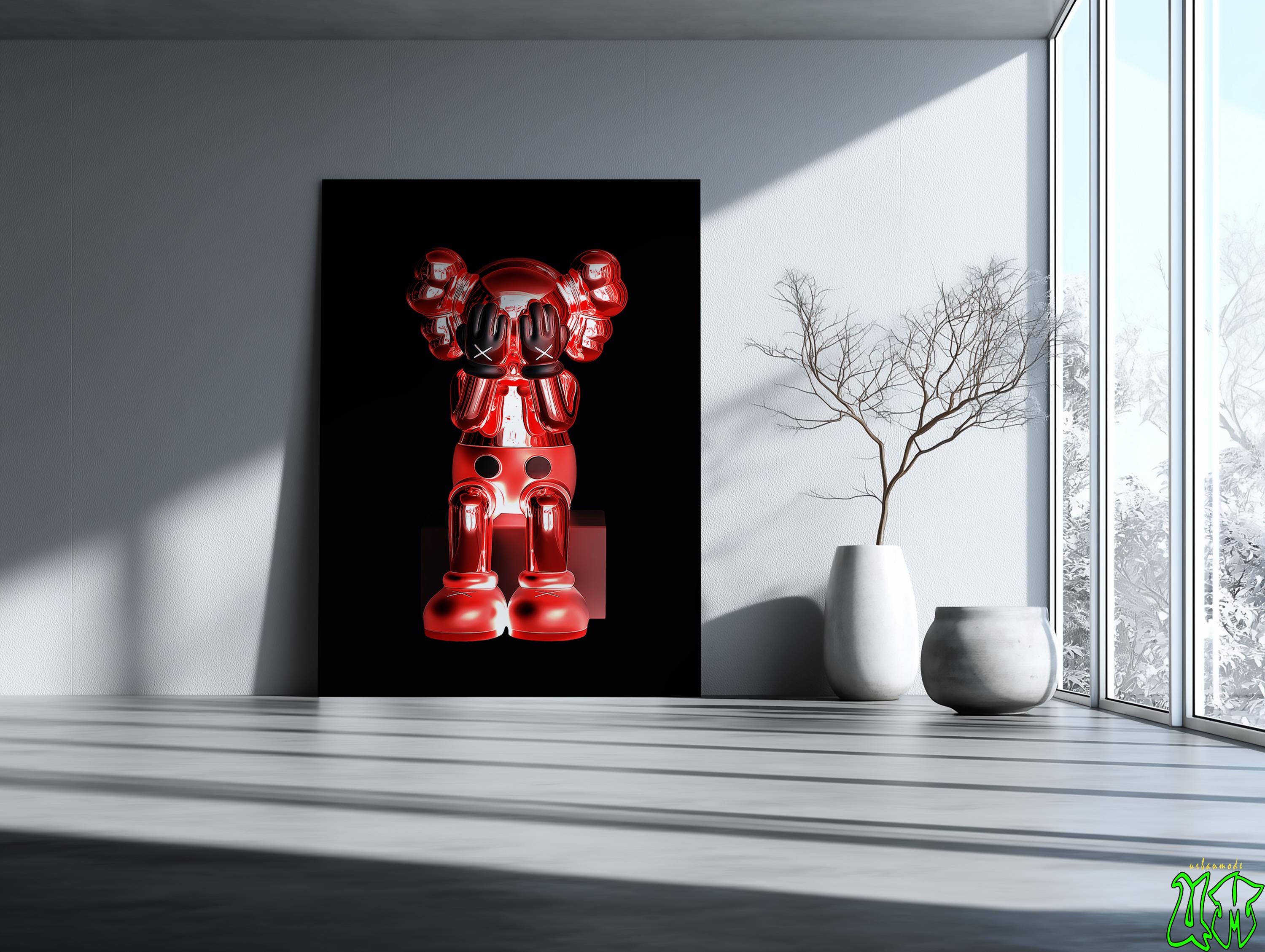 Set of 3 Red KAWS Wall Art Posters, Hypebeast Graffiti Decor Kaws ...