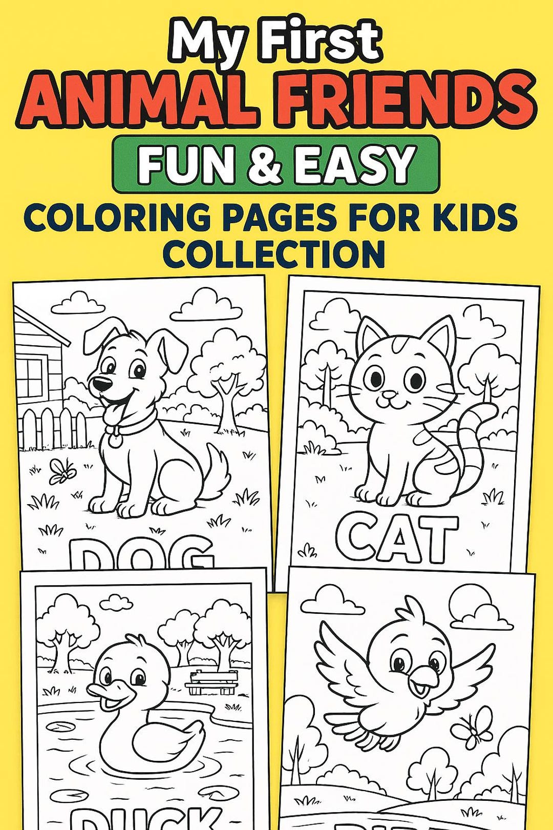 Animal Coloring Pages for Kids: Fun & Easy Learning (PDF Download) - Etsy