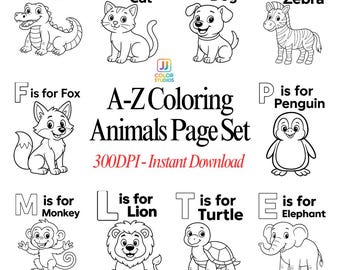 Animal Alphabet Coloring Pages A-Z: Printable Learning Activity (PDF ...