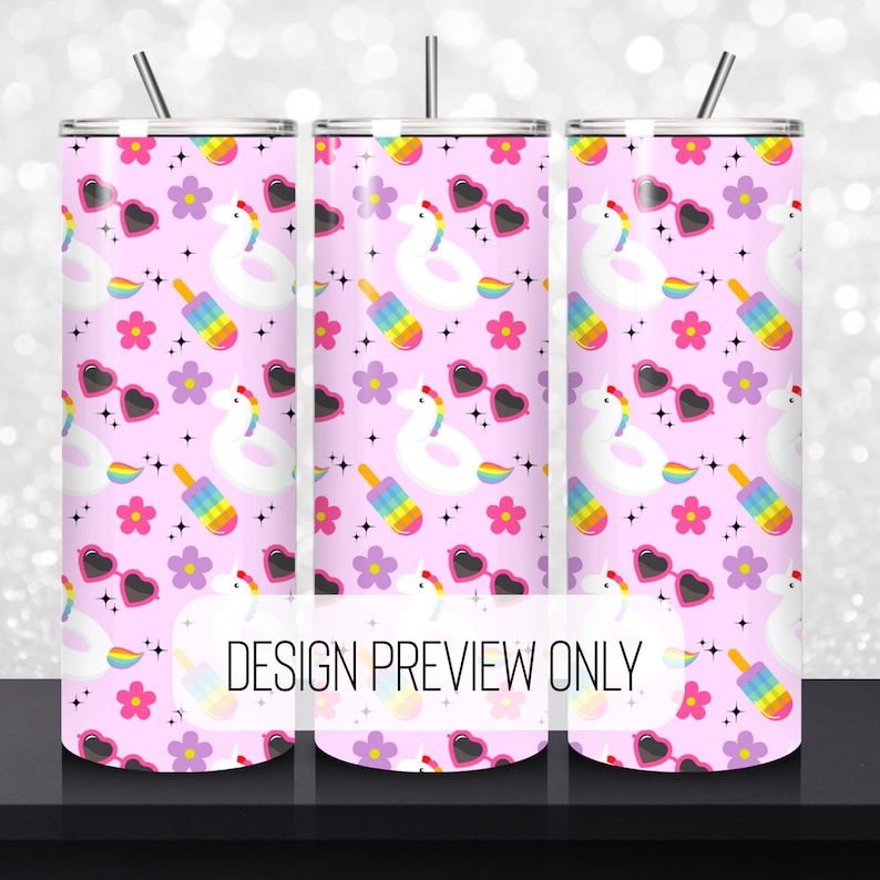 Pool Party Seamless Pattern PNG | 12x12 & Tile | Unicorn Float, Rainbow ...