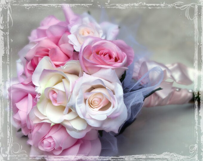 Shabby Chic Rose Bouquet Pale Pink and Blush Bridal Bouquet - Etsy