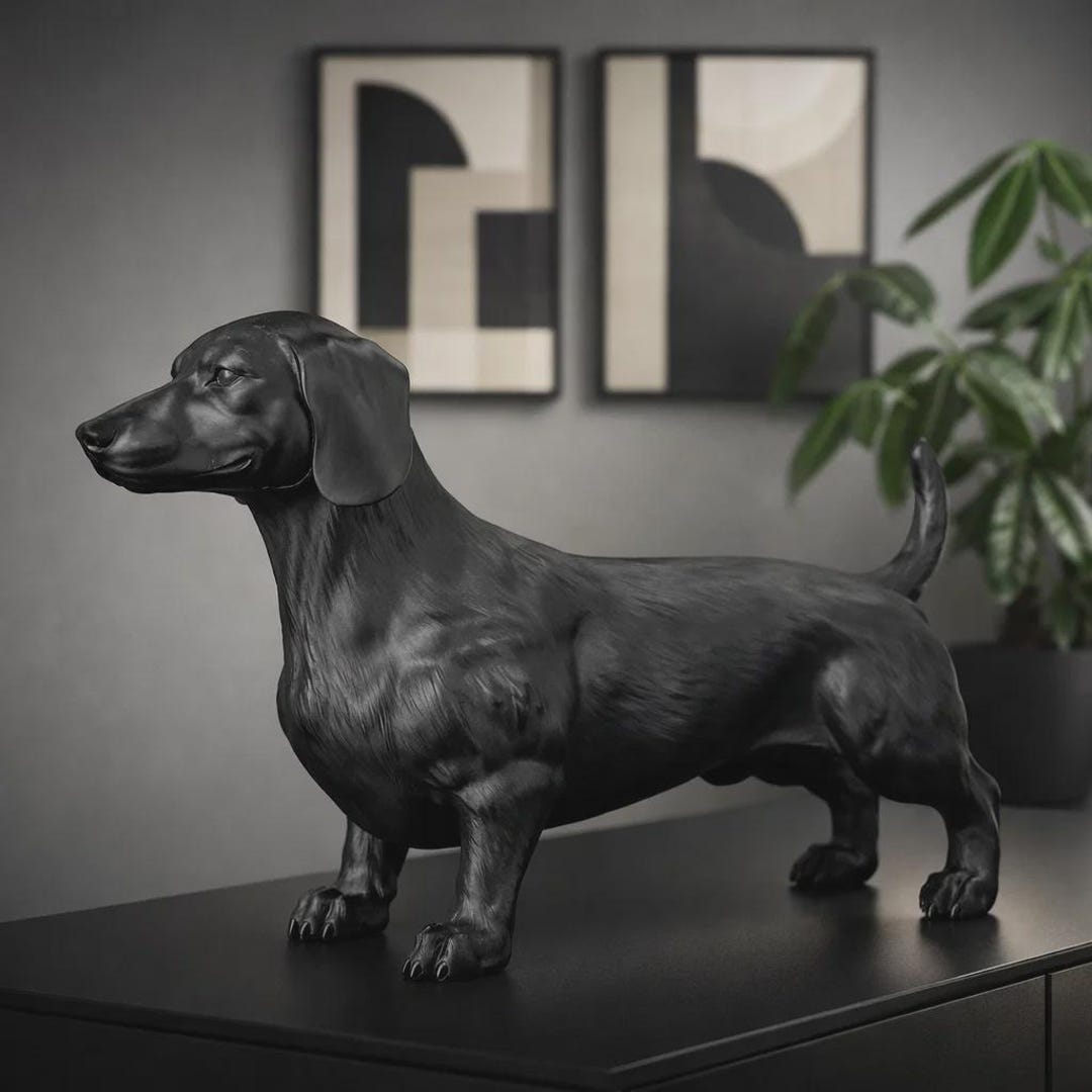 Dachshund Dog Statue Black Resin Wiener Dog Figurine – Modern Home ...