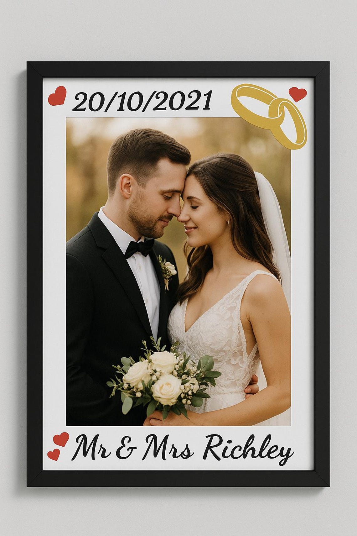 Personalized Wedding Photo Frame: Custom Names & Date, Handmade ...