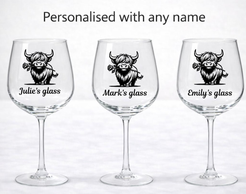 Personalised Highland Cow Wine Glass – Farmhouse Kitchen Decor - Etsy