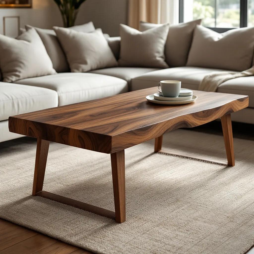 Handcrafted Solid Walnut Coffee Table, Log Design, Wood Coffee Tables ...