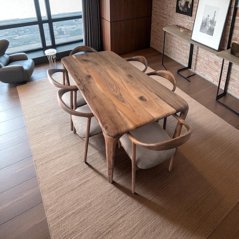 Custom Walnut Dining Table, Natural Dinner Table, Living Room Furniture ...