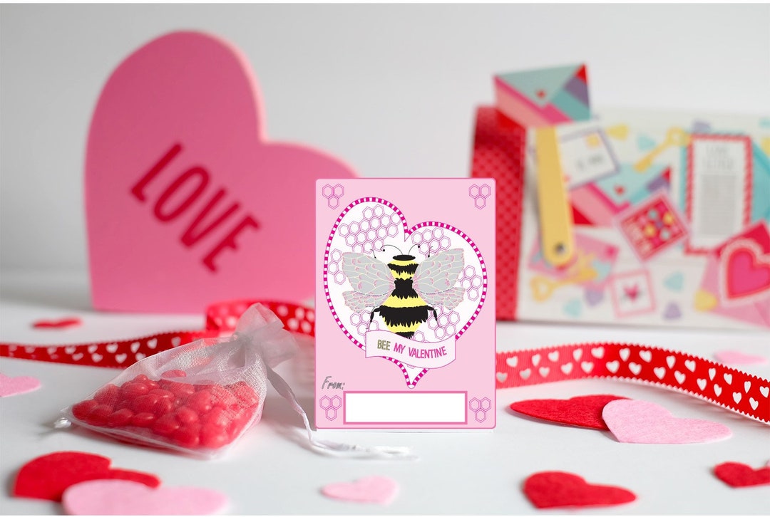 Valentine Card Printable, Valentine Bumble Bee, Valentine Yellow Bee ...