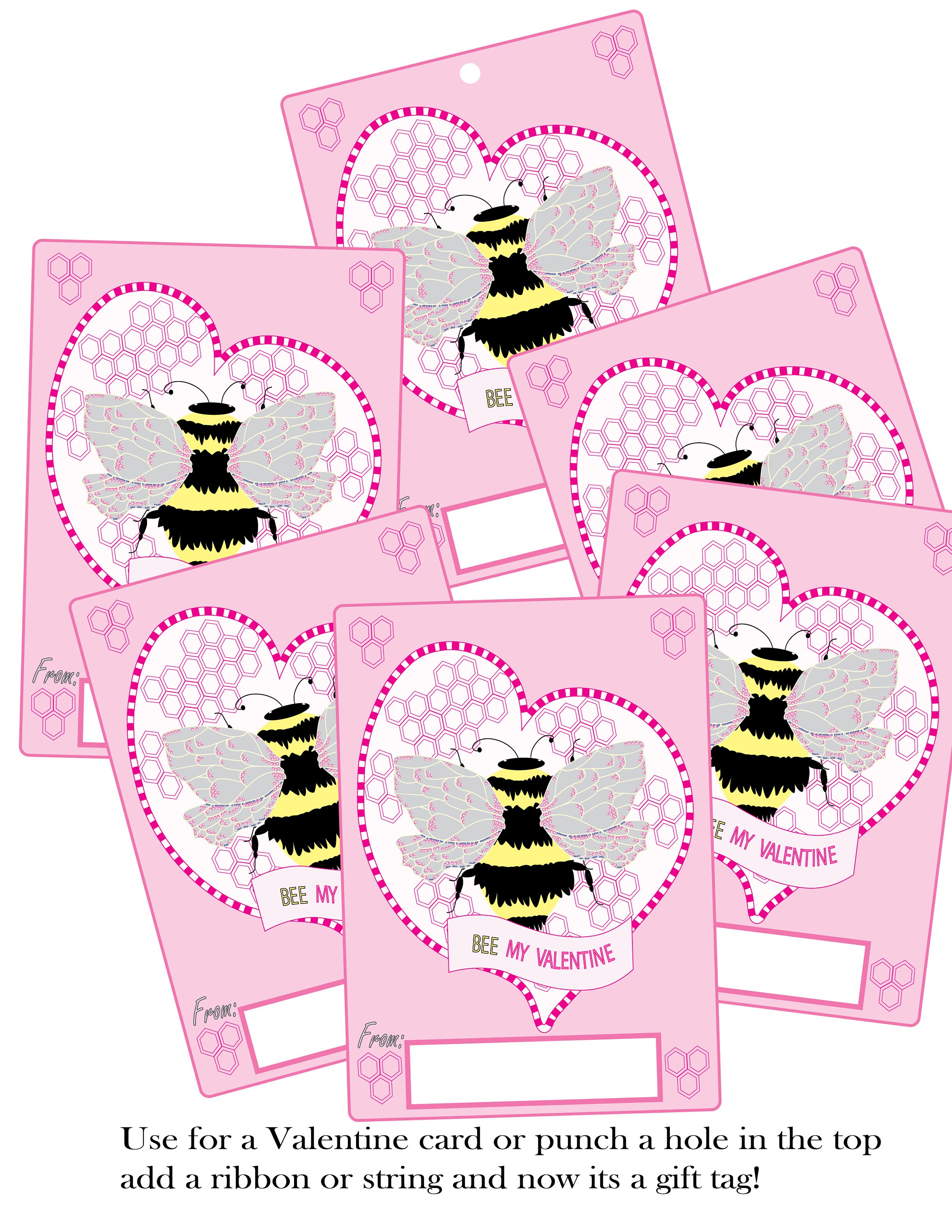Valentine Card Printable, Valentine Bumble Bee, Valentine Yellow Bee ...