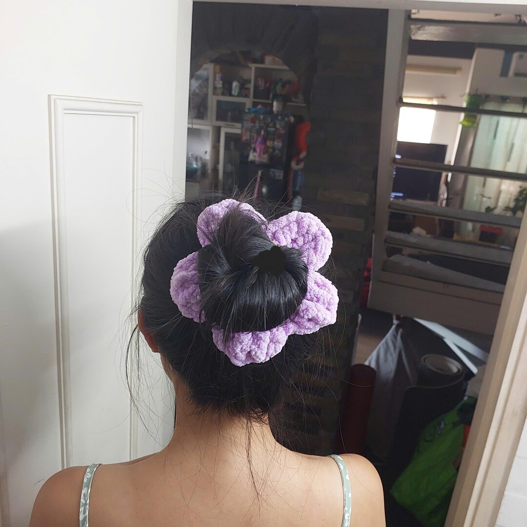 Easy Crochet Flower Scrunchie Pattern | Beginner Hair Accessory PDF ...