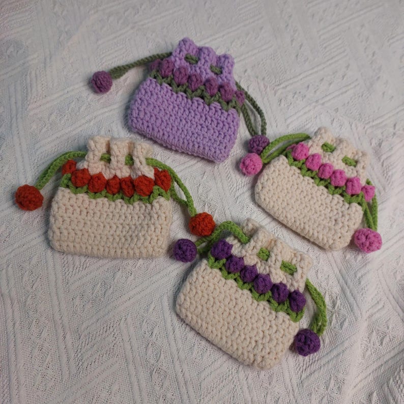 Crochet Drawstring Pouch Pattern – Tulip Purse PDF + Video Tutorial - Etsy