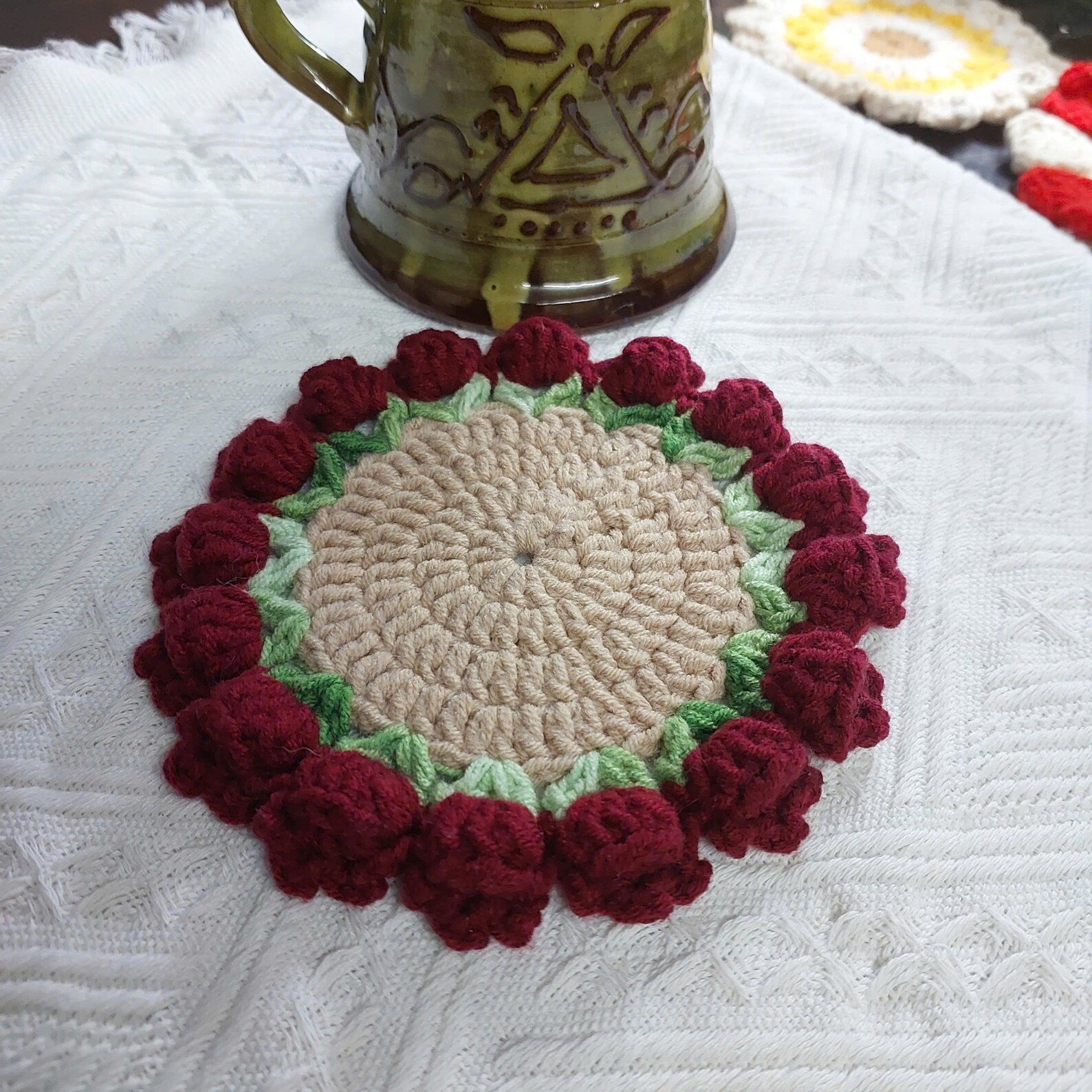 Crochet Flower Coaster Pattern – Easy Tulip Coaster PDF + Video ...
