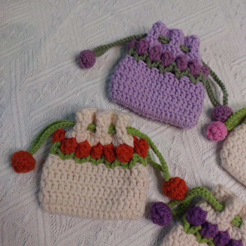 Crochet Drawstring Pouch Pattern – Tulip Purse PDF + Video Tutorial - Etsy