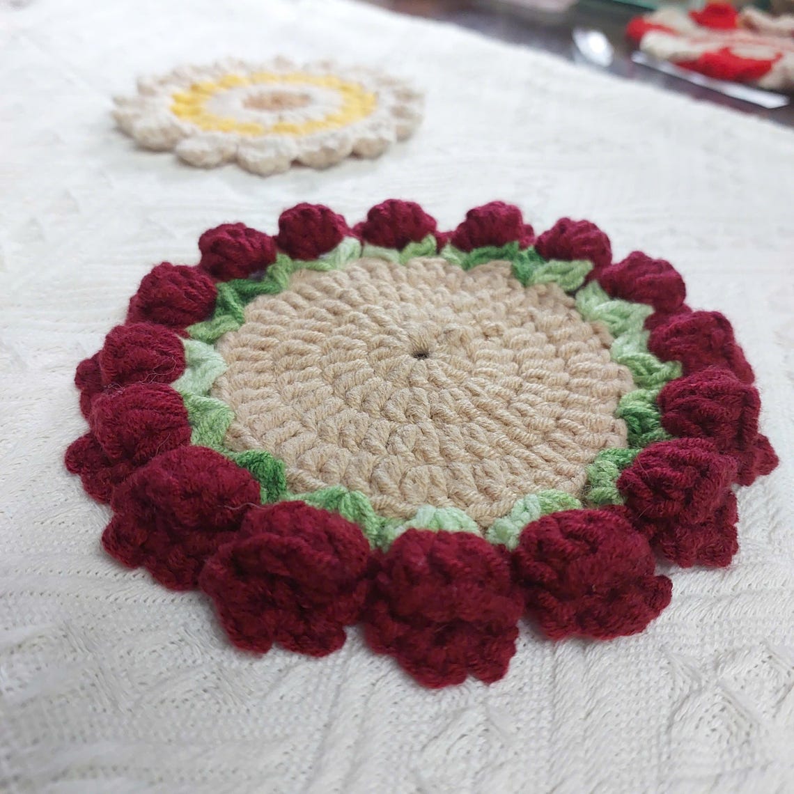Crochet Flower Coaster Pattern – Easy Tulip Coaster PDF + Video ...