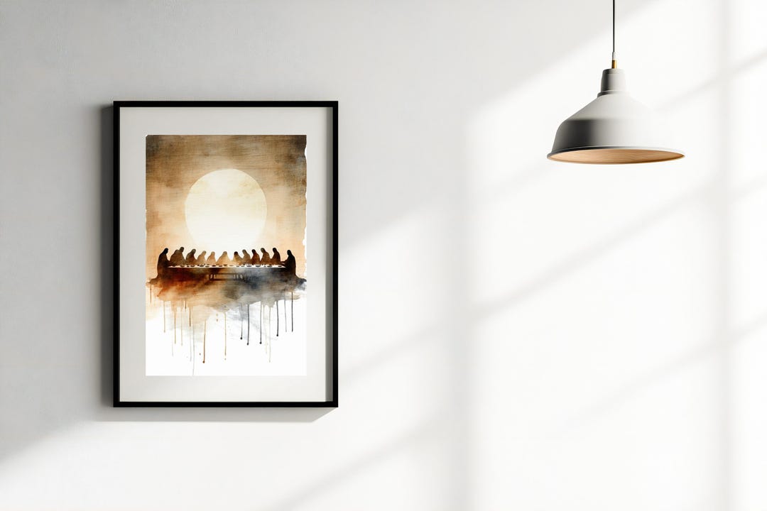 Last Supper Wall Art, Surreal Watercolor Last Supper Print | Abstract ...
