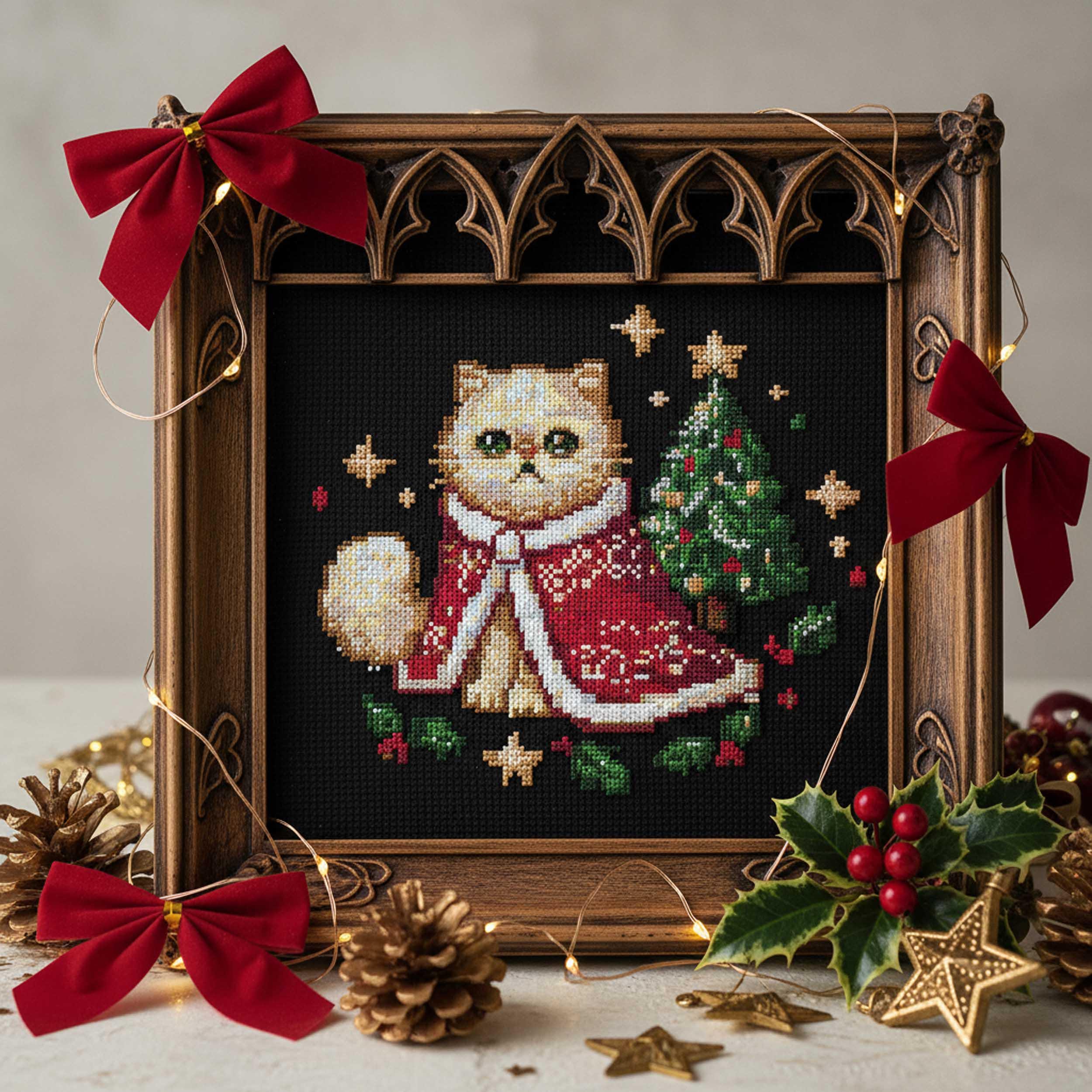 Christmas Cat Cross Stitch Pattern: Holiday Winter Design (PDF) - Etsy