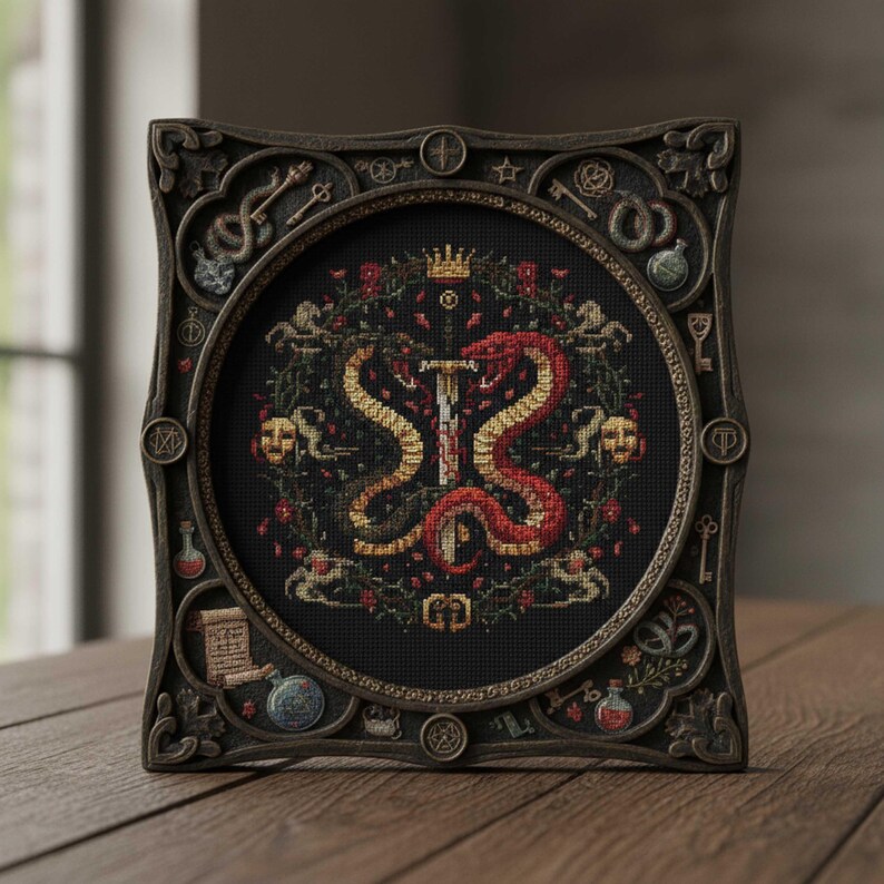 Medieval Snake Cross Stitch Pattern – Gothic Sword and Serpent ...