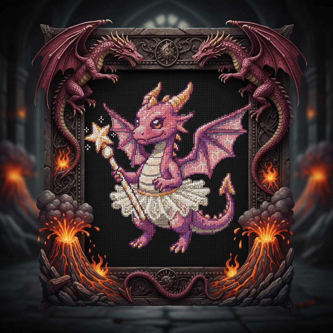 Fairy Dragon Cross Stitch Pattern Cute Purple Dragon Embroidery PDF ...