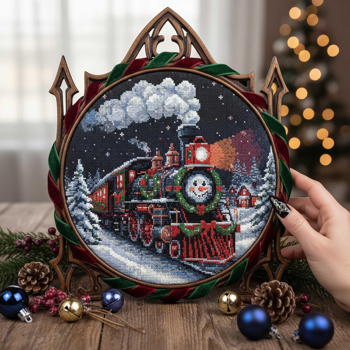 Snowman Express Cross Stitch Pattern: Christmas Train Embroidery (PDF ...